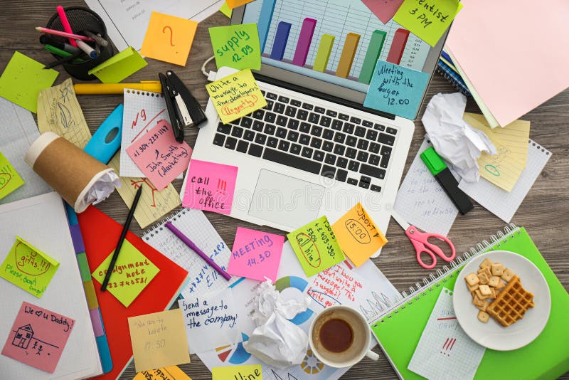 Big mess on the desk stock image. Image of bookshelf, data - 4758827