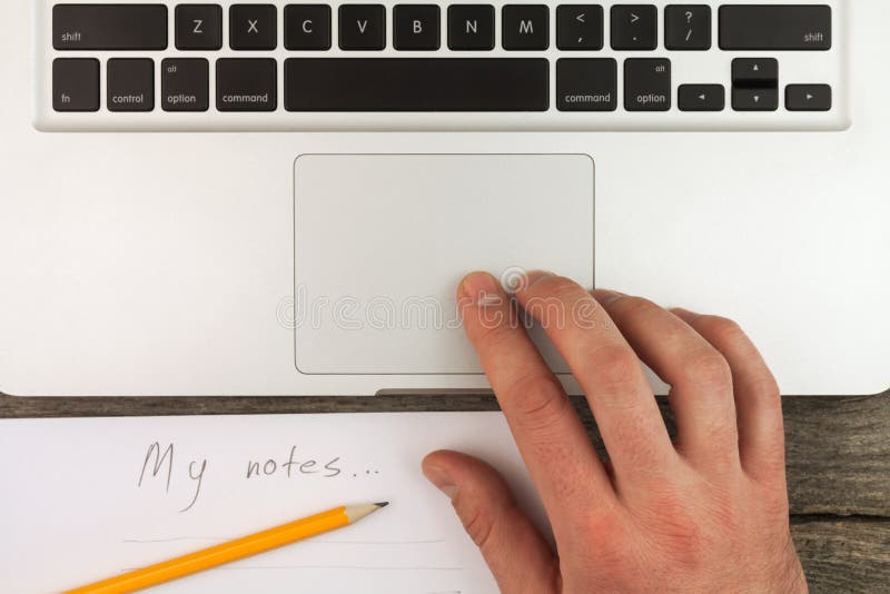Laptop and notes stock image. Image of paper, hand, material - 53134843