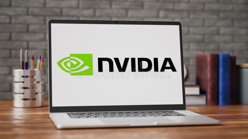 Laptop with Nvidia Logo on the Screen, Illustrative Editorial 3D ...