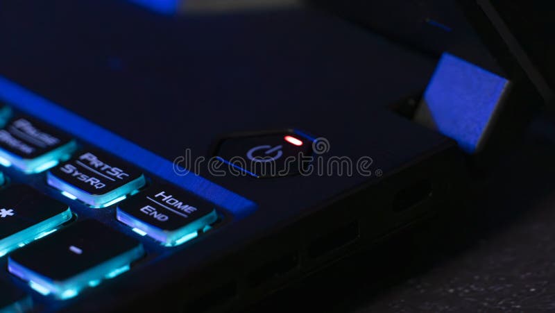 Laptop on or Off Button with Red Colour. and Show Out Keyboard. Stock ...