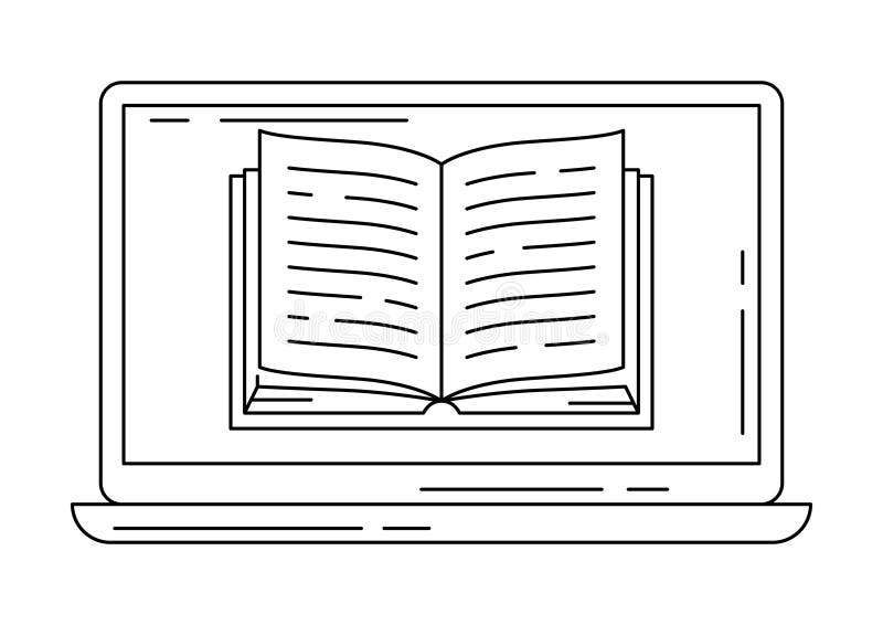 Laptop with Open Book. Digital Library Concept Stock Vector ...