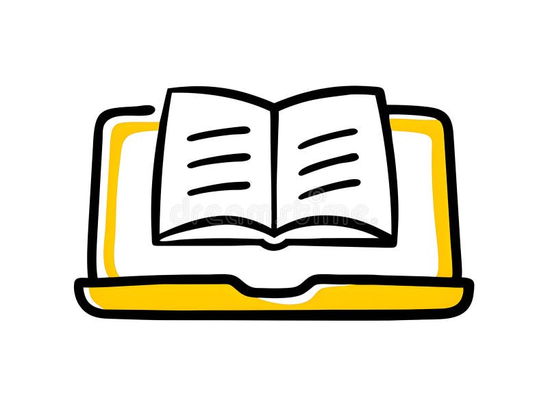 Laptop with Open Book Illustration for Digital Learning Stock ...