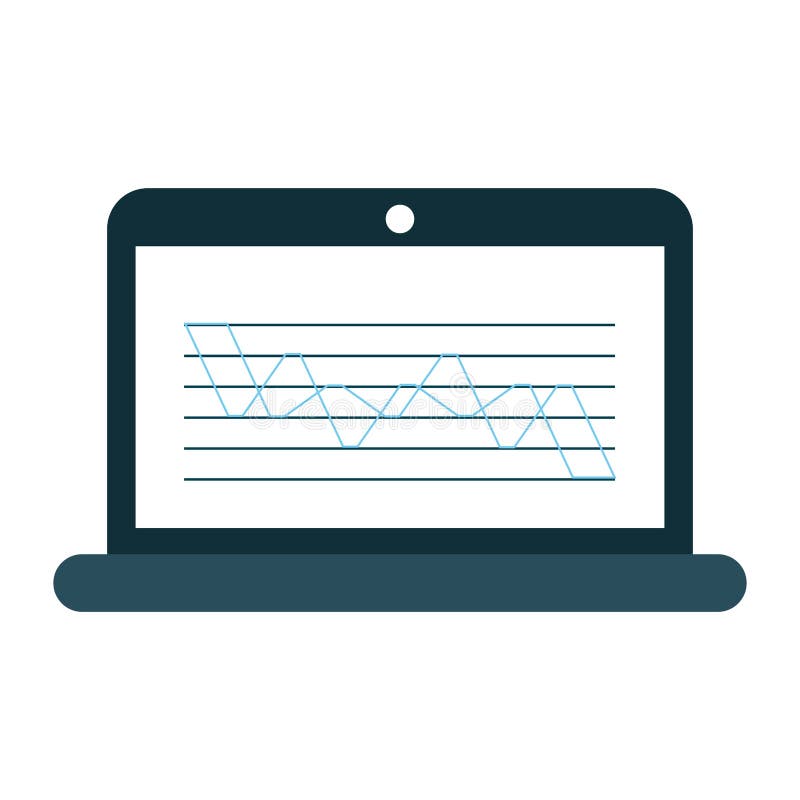 Laptop open with graph stock vector. Illustration of project - 136894638