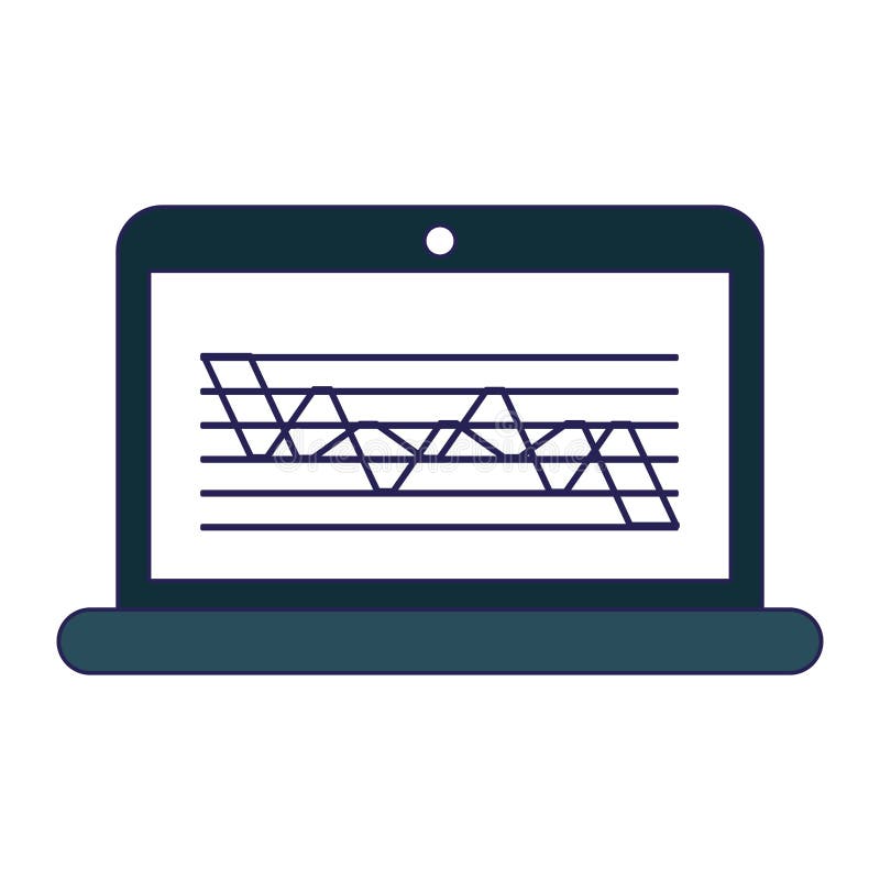Laptop open with graph stock vector. Illustration of laptop - 138065958
