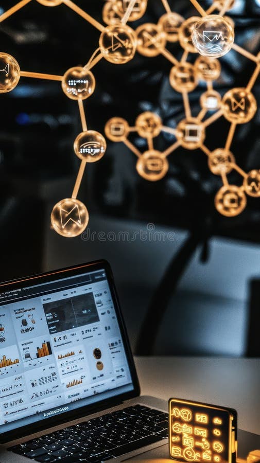 A Laptop is Open To a Screen with a Lot of Numbers and Symbols Stock ...