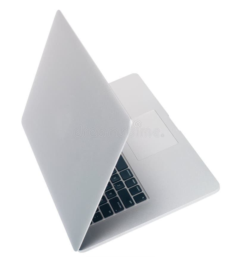 Open Laptop on White Background, Side View Isolate Stock Image - Image ...
