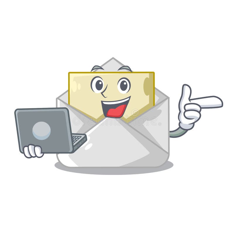 With Laptop Opened and Closed Envelopes Shaped Cartoon Stock Vector ...