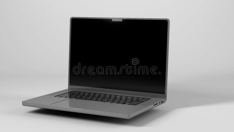 A Laptop that Opens and Turns on Its Screen, on a White Background ...
