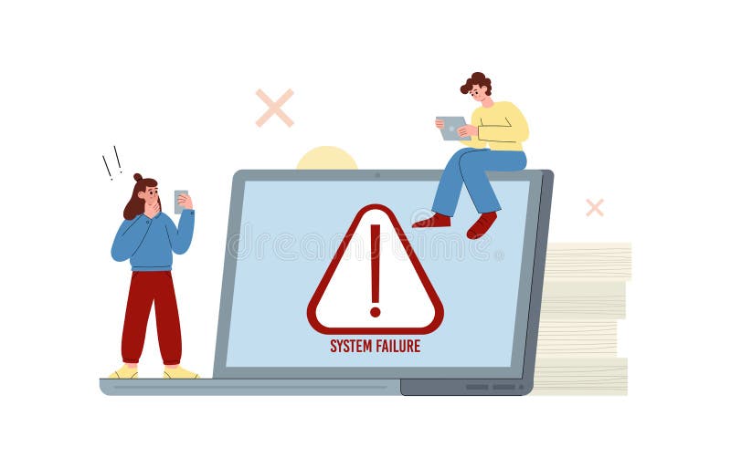 Laptop Operating System Failure Alert on Screen. Triangle with ...