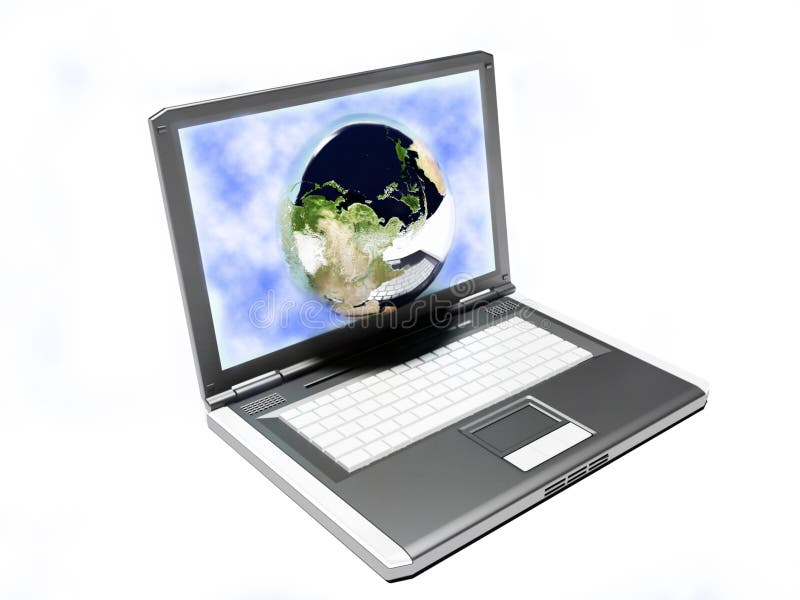 Laptop and Our Earth, Internet Stock Illustration - Illustration of ...