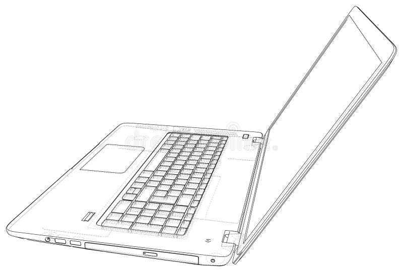 Laptop. Outline Computer. Vector Illustration. Illustration of 3d ...
