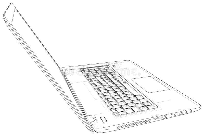 Laptop. Outline Computer. Vector Illustration. Illustration of 3d ...