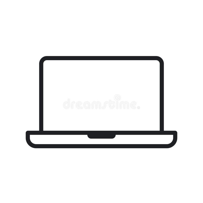 Laptop Outline Icon, Flat Design Style, Vector Illustration. Notebook ...