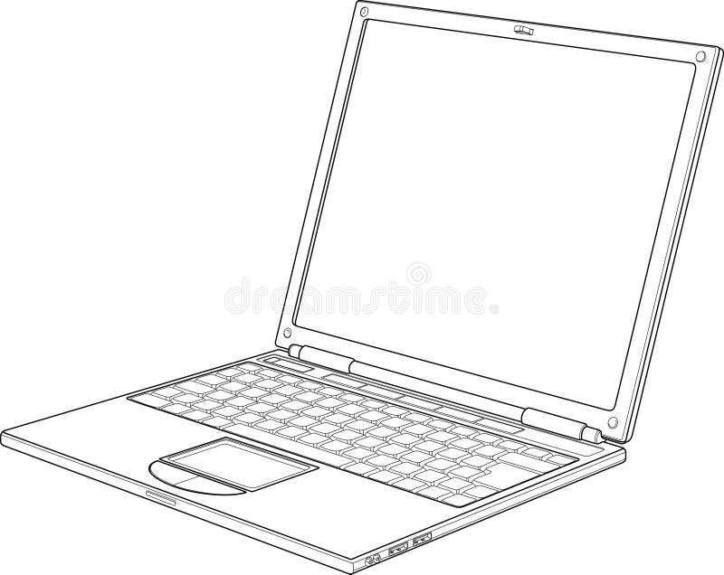Laptop Outline Vector Illustration Stock Vector - Illustration of book ...