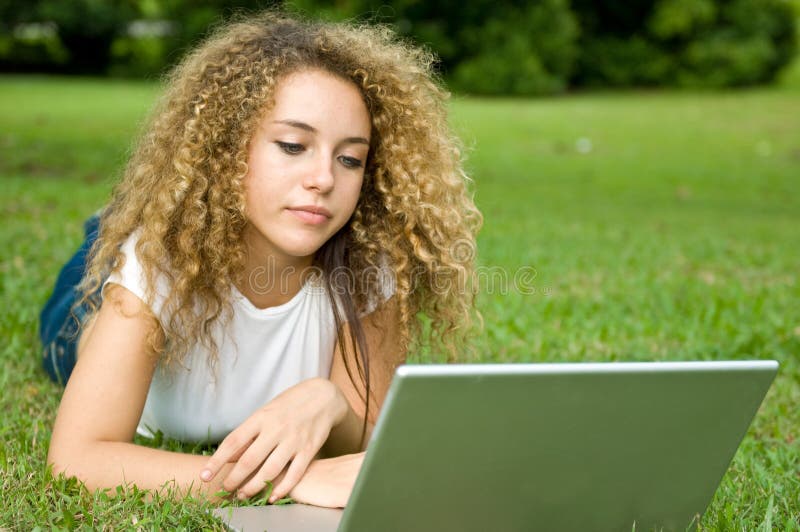 Laptop Outside stock photo. Image of casual, portable - 5051778