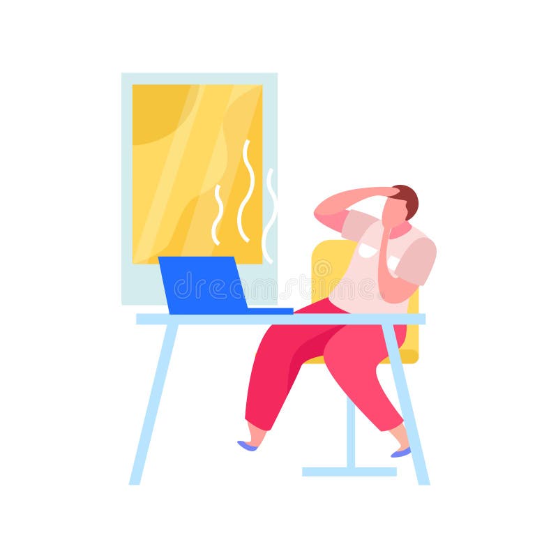 Laptop Overheating Summer Composition Stock Vector - Illustration of ...