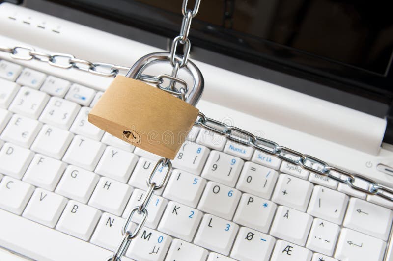 Laptop with padlock. stock photo. Image of safe, computer - 82955604