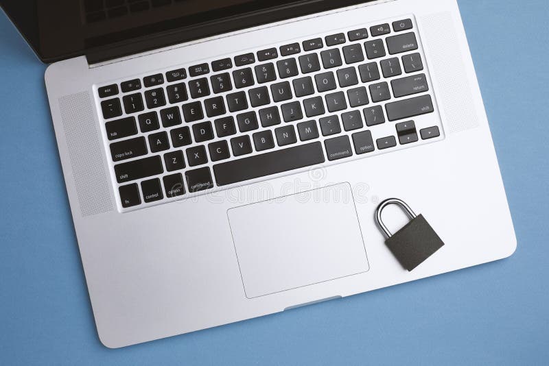Laptop and padlock stock photo. Image of crime, black - 247879048
