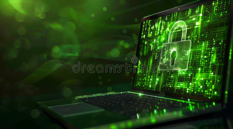 A Laptop with a Padlock on the Screen, Concept of Cyber Security ...