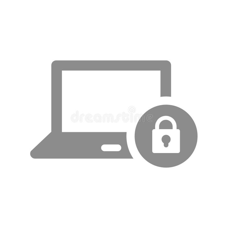 Laptop with Padlock Vector Icon Stock Vector - Illustration of privacy ...