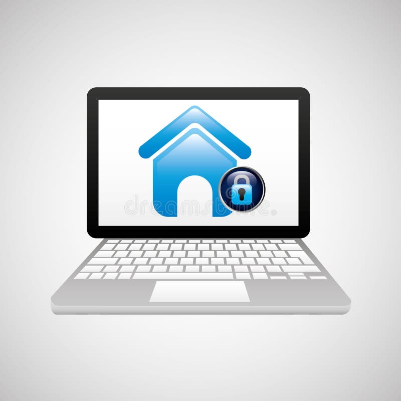 Laptop Padlock Web Page Data Secure Stock Vector - Illustration of ...
