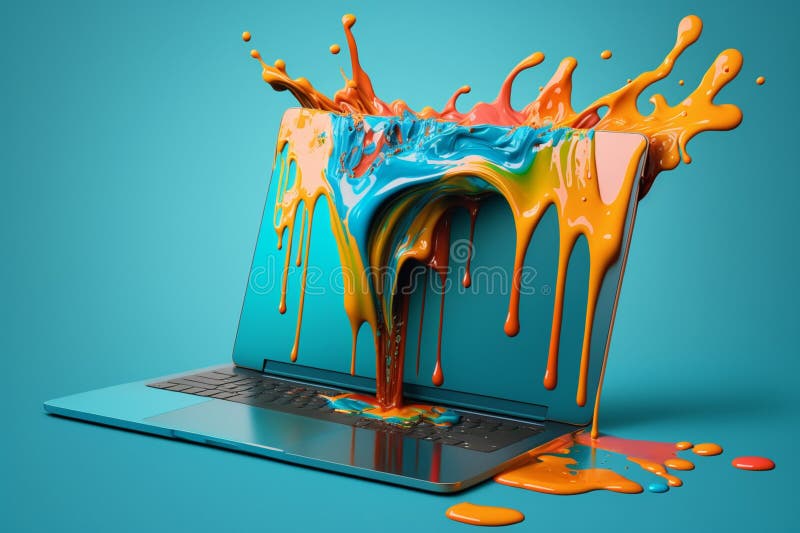 Laptop in Paint. Created with Generative Ai Technology Stock ...