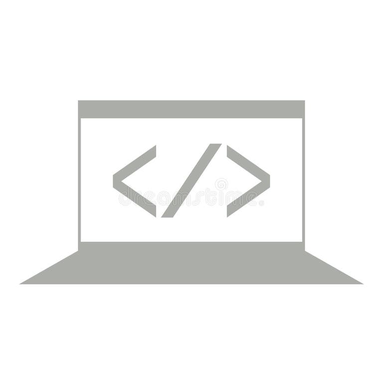 Laptop with a Pair of Bracket Symbols Stock Vector - Illustration of vector, developer: 148338969