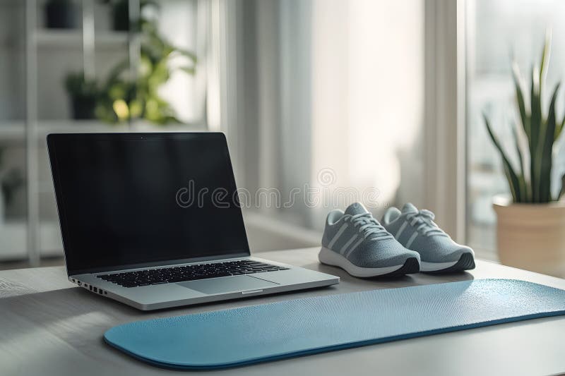 A Laptop and a Pair of Running Shoes, Concept for Work Life Balance ...