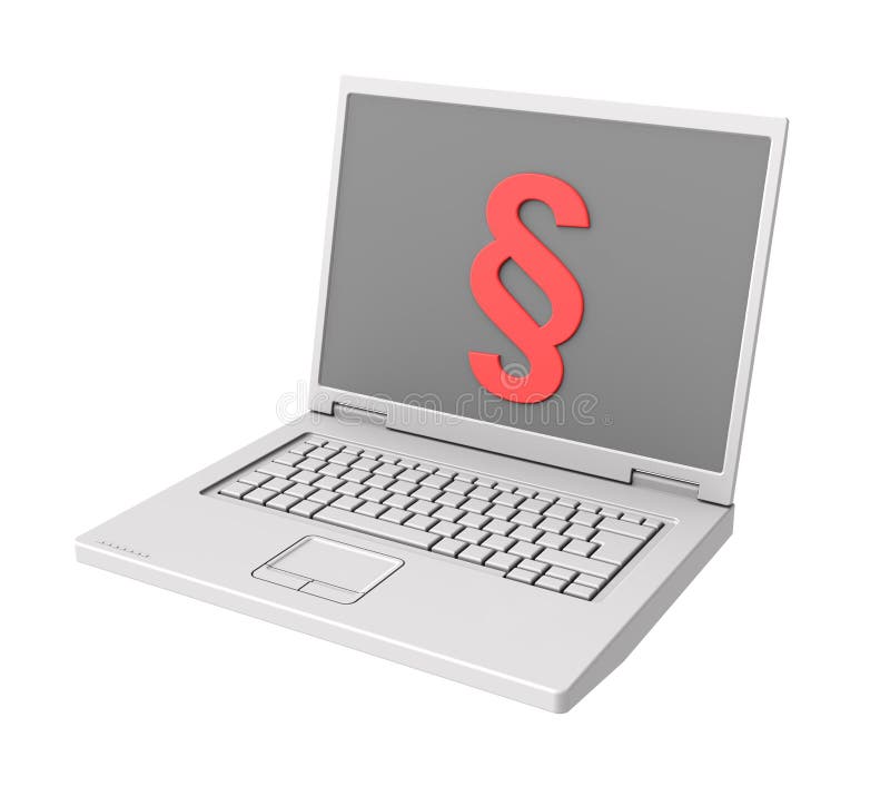 Laptop with Paragraph Sign and Handcuffs Stock Illustration ...