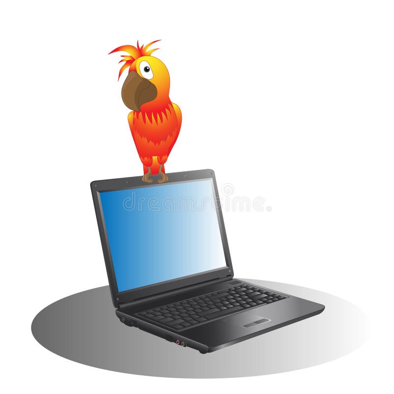 Laptop and a parrot stock vector. Illustration of illustrations - 31940063