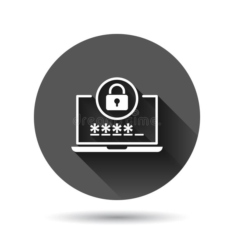 Laptop with Password Icon in Comic Style. Computer Access Cartoon ...