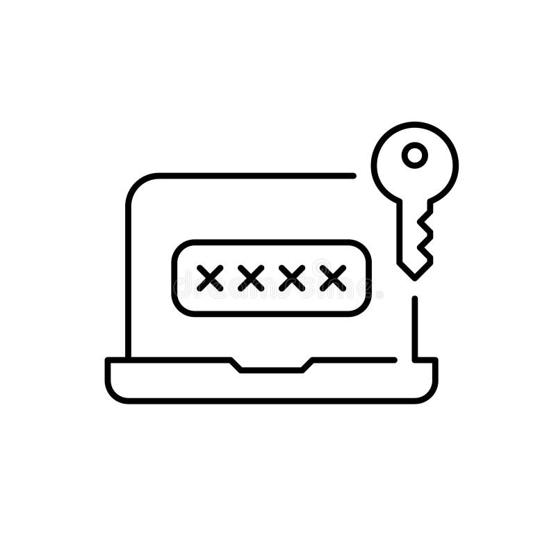 Laptop with Password Input Box and Key. Secure Data Access, Computer ...