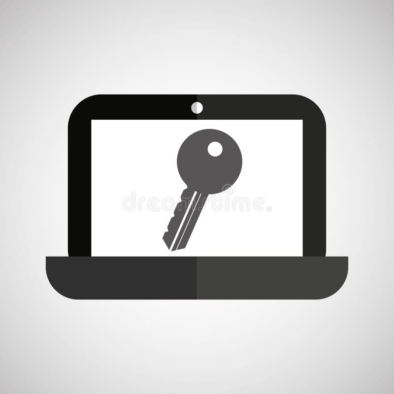 Laptop Password Secure Key Icon Stock Vector - Illustration of privacy ...