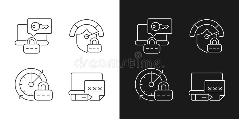 Laptop Passwords Linear Icons Set for Dark and Light Mode Stock Vector ...