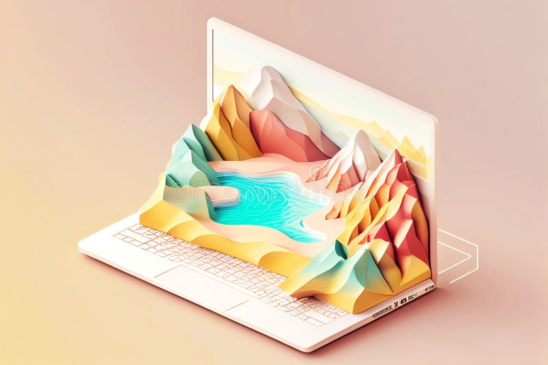 Laptop Pastel Color Isometric Art. Generative Ai Design Concept Stock ...