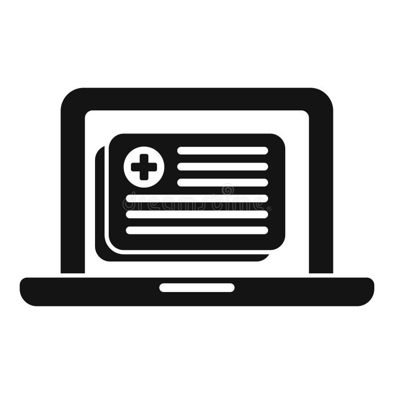 Laptop Patient Card Icon Simple Vector. Record Doctor Stock Vector ...