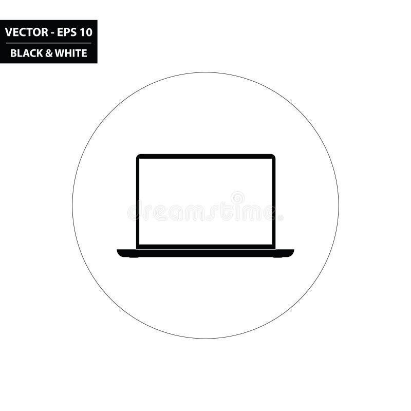 Laptop PC Black and White Flat Icon Stock Vector - Illustration of ...