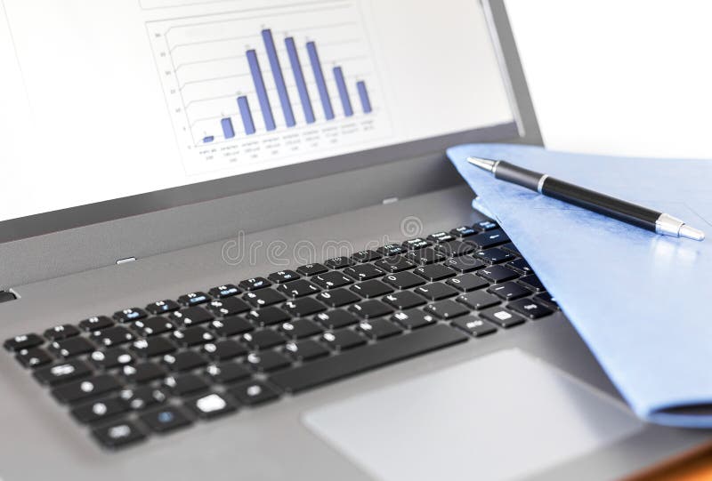 Laptop with Pen and Notepad Stock Image - Image of future, information ...