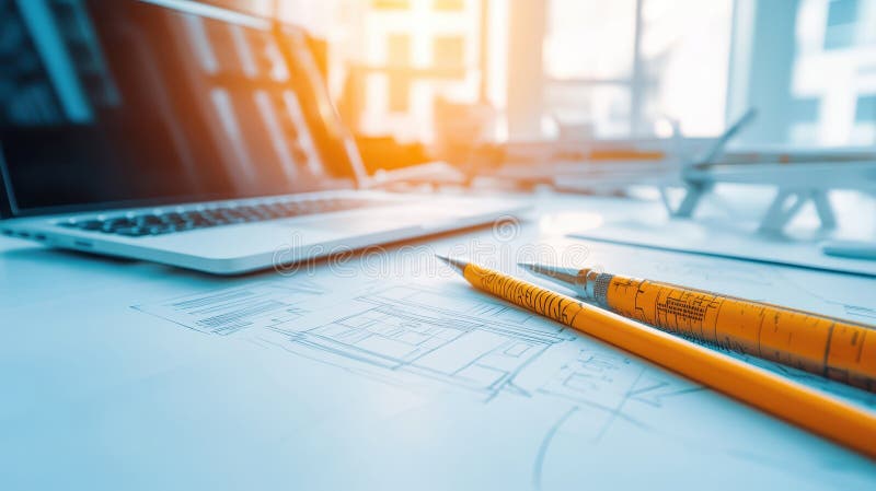 Laptop and Pencil on Table, Modern Workspace for Productivity ...