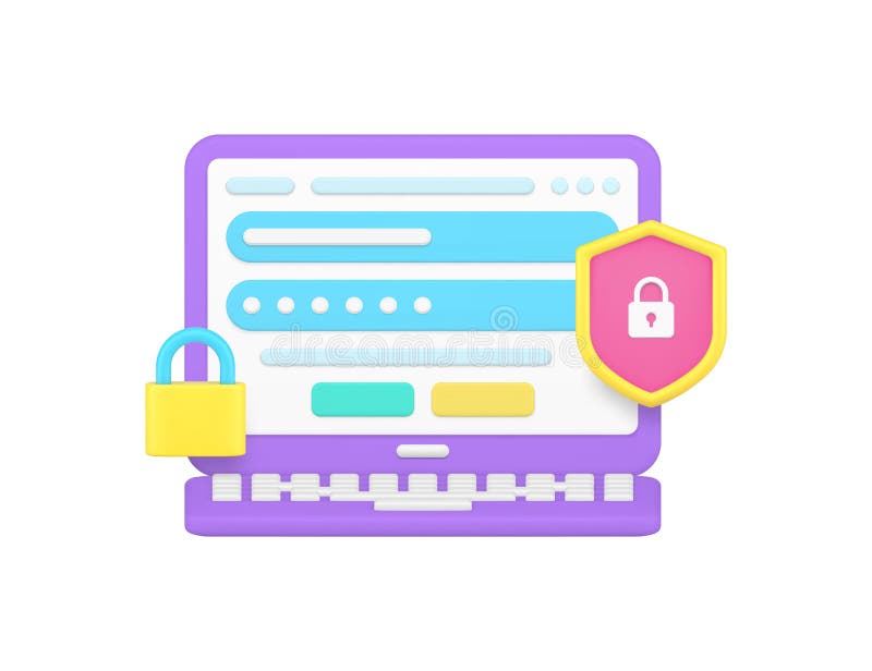 Laptop Personal Account Data Protection Login Password Safety Access 3d ...