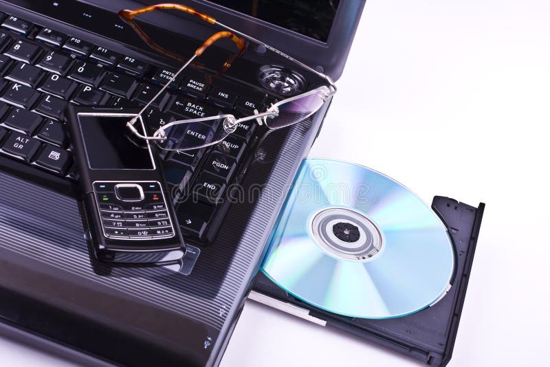 Laptop with phone stock image. Image of crystal, business - 6085017