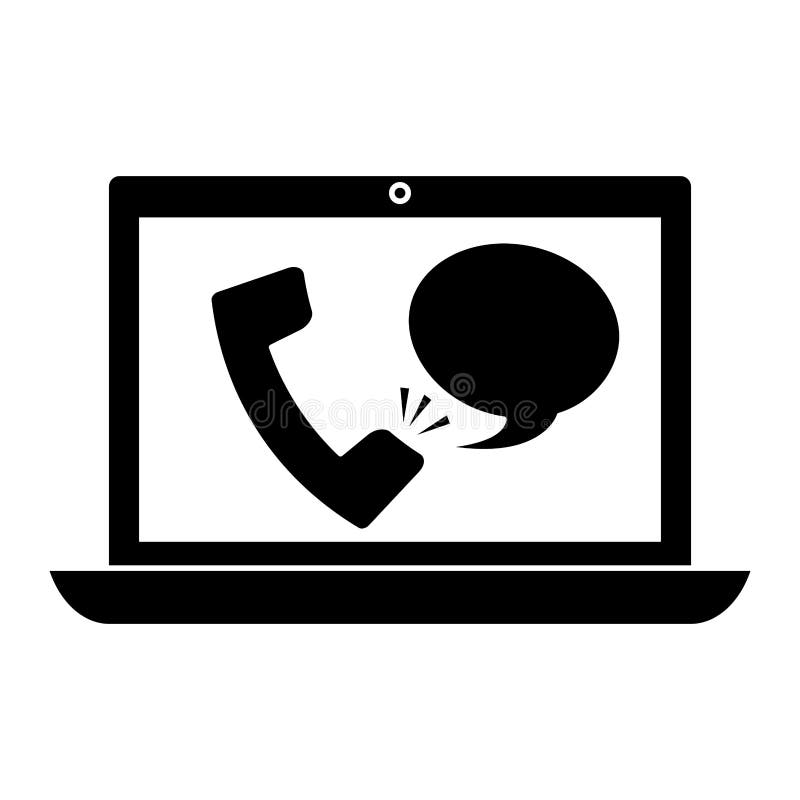 Laptop with Phone Call on Screen Icon Image Stock Illustration ...