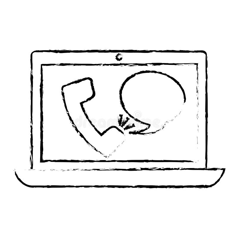 Laptop with Phone Call on Screen Icon Image Stock Illustration ...