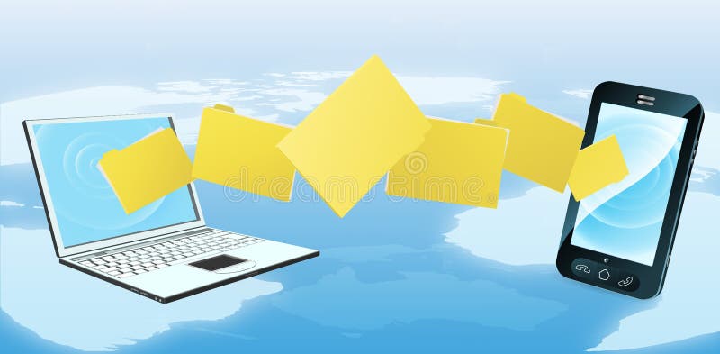 Laptop Phone Folder Transfer Stock Vector - Illustration of connect ...