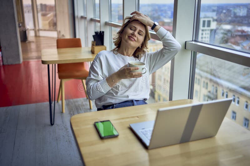 Laptop and Phone with Green Screen on Single Workplace Table, Chroma ...