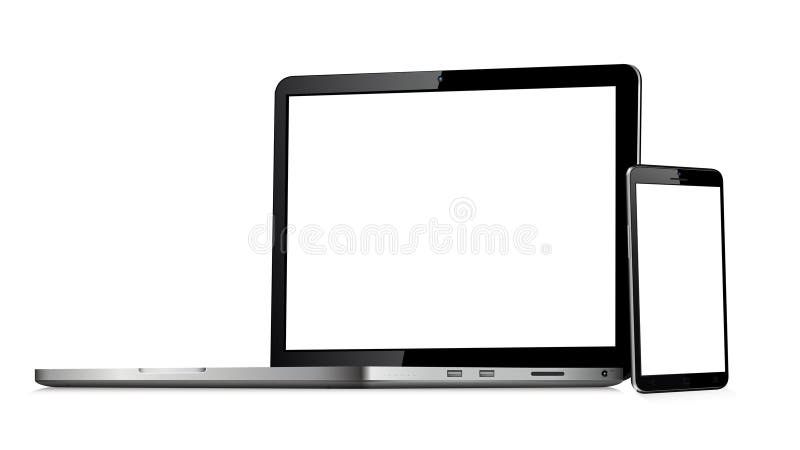 Laptop phone mockup stock vector. Illustration of computer - 337747149
