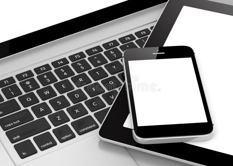 Laptop, phone and tablet stock image. Image of smartphone - 63206371