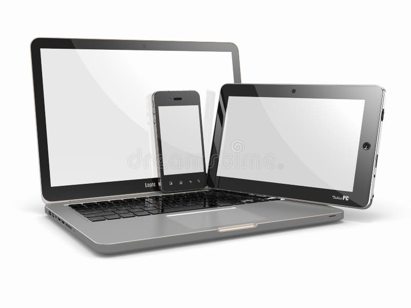Laptop, Phone and Tablet Pc. Electronic Devices Stock Illustration ...