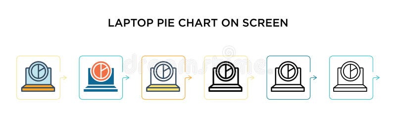 Laptop Pie Chart on Screen Vector Icon in 6 Different Modern Styles ...