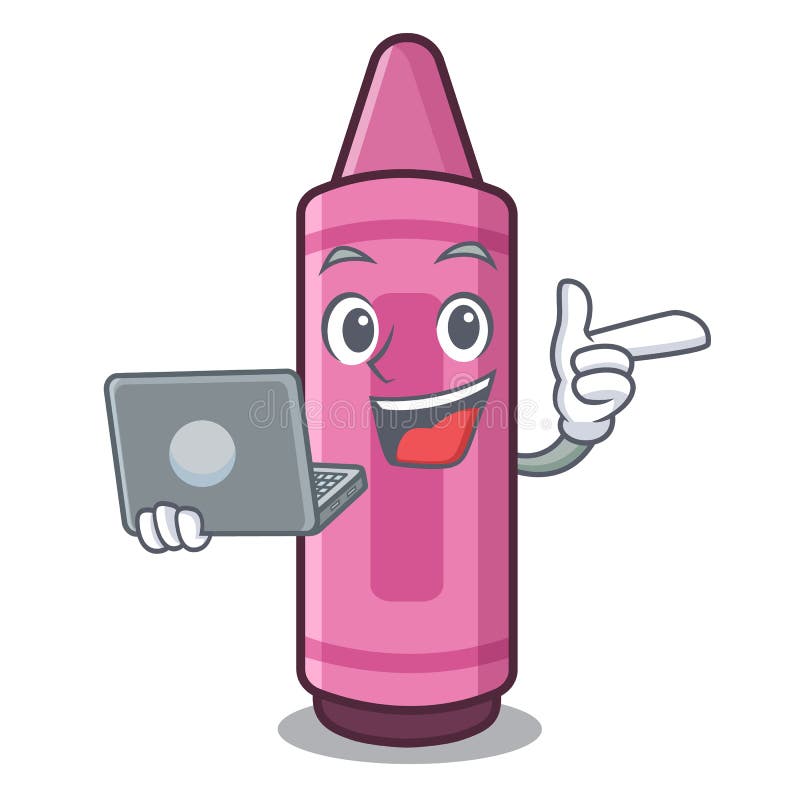 With Laptop Pink Starfish Isolated with the Cartoon Stock Vector ...